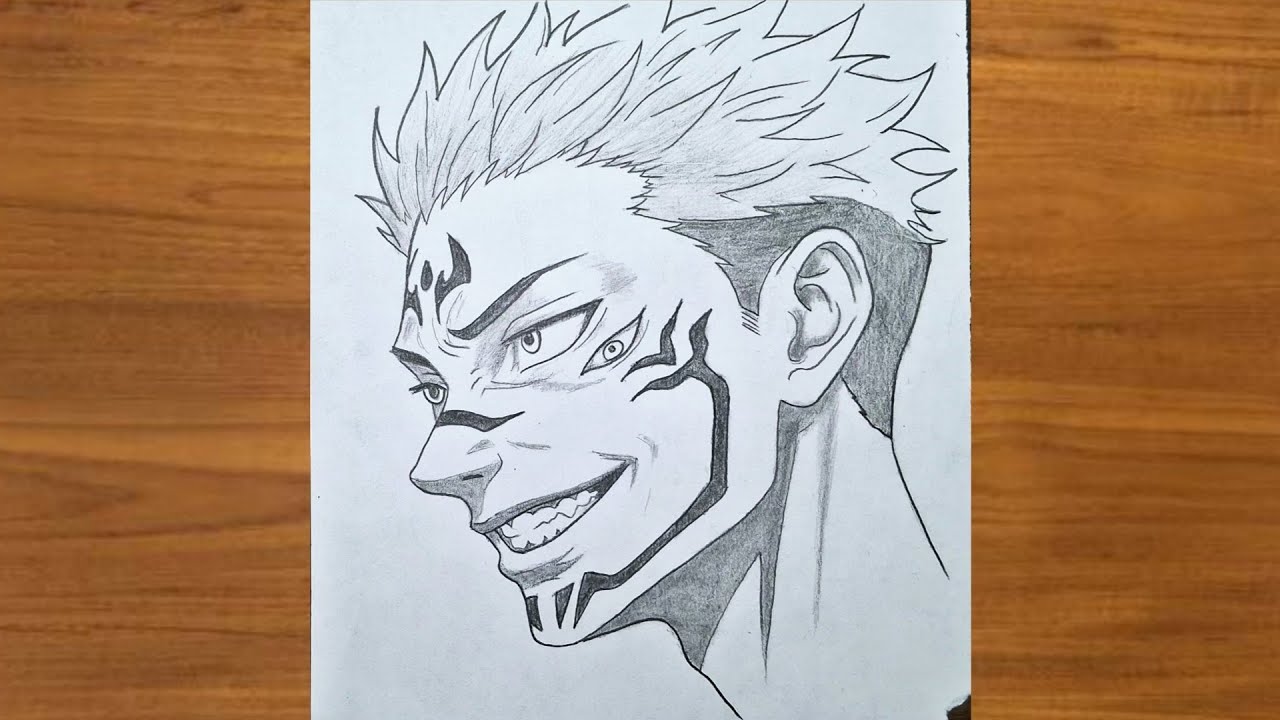 Anime sketch | How to Draw Sukuna from Jujutsu Kaisen | Sukuna drawing ...