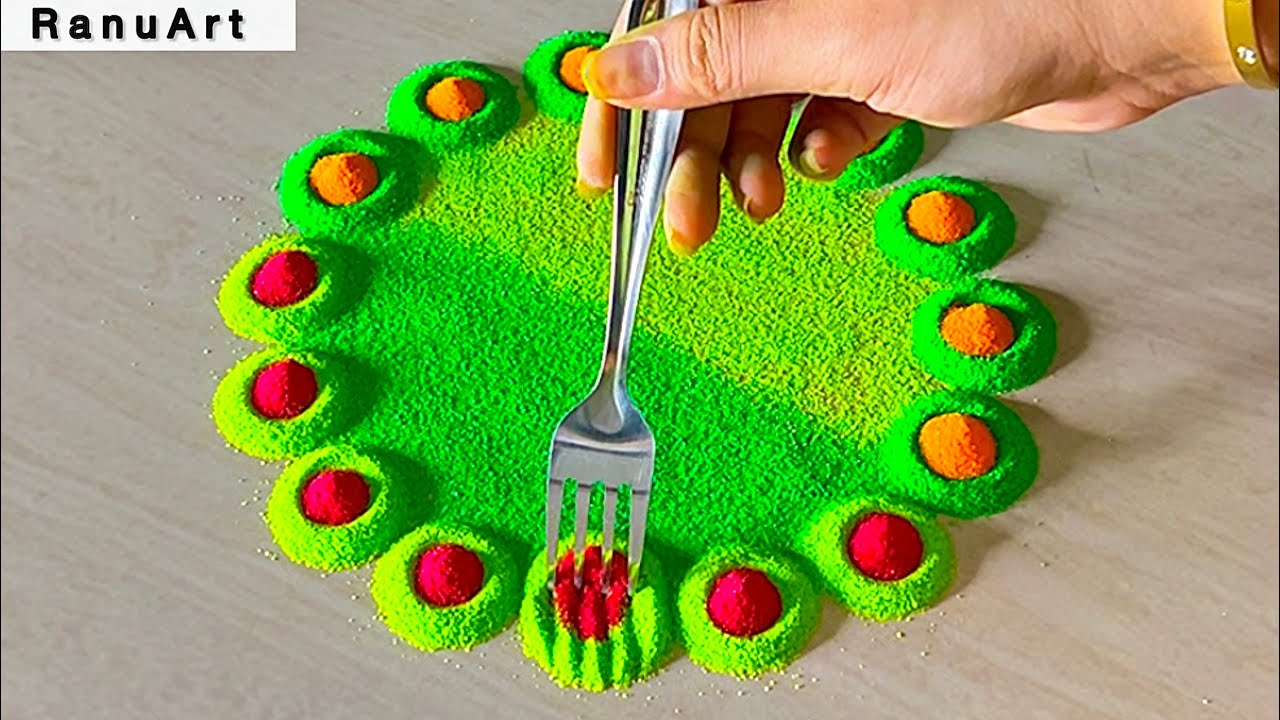 Satisfying video| Big Rangoli Design | Rangoli for Festival | Sand art ...
