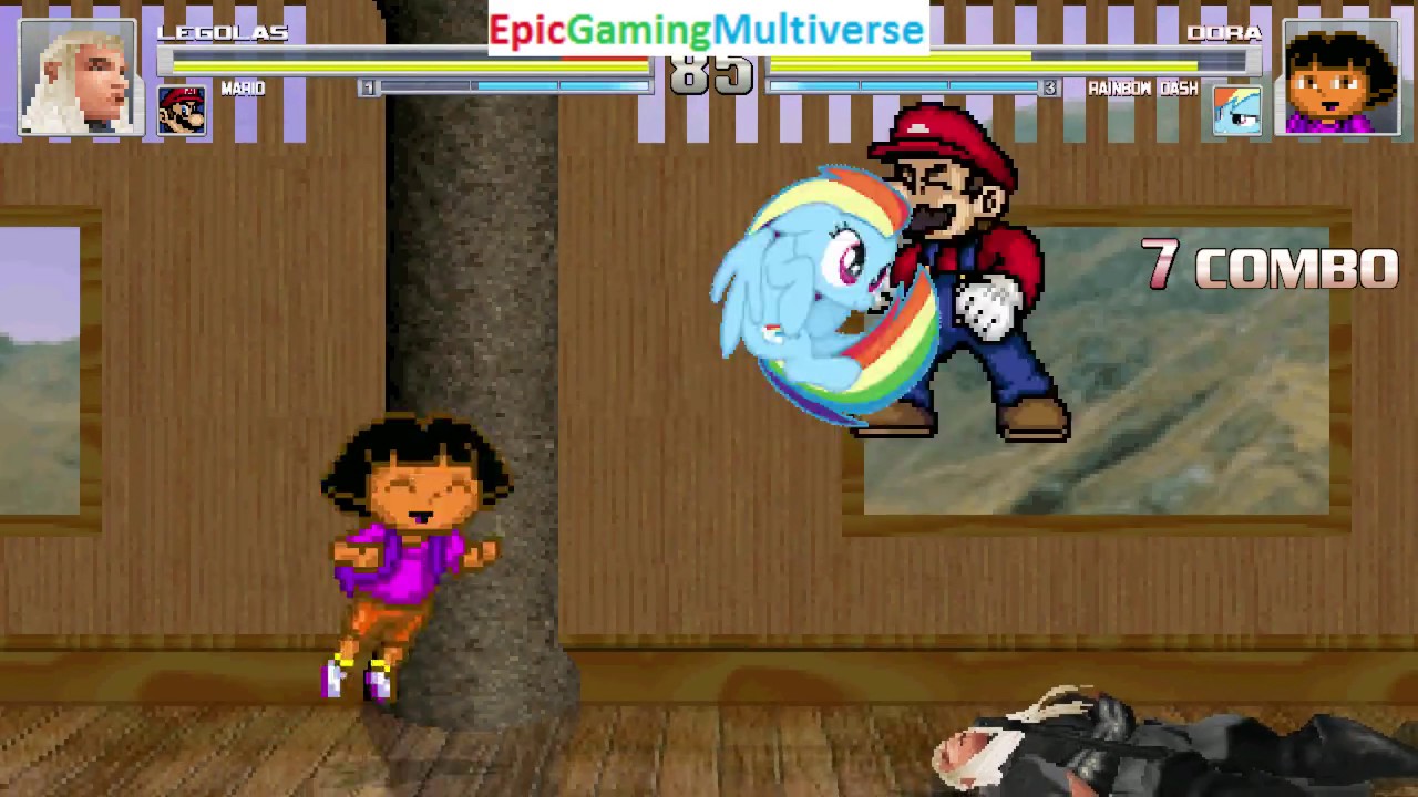 Mario And Legolas The Elf VS Dora The Explorer And Rainbow Dash In A ...