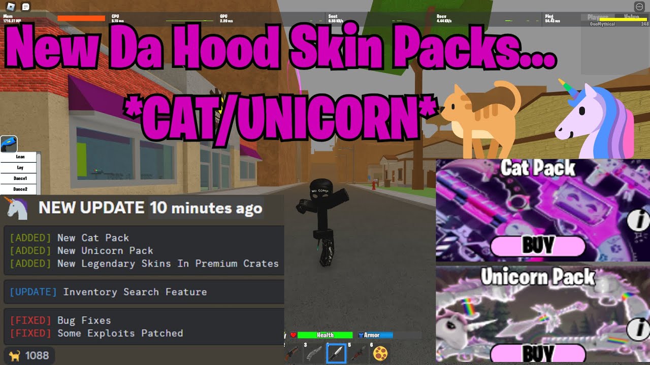 NEW DA HOOD SKIN PACKS.. *UNICORN/CAT* (🦄🐈) - YouTube