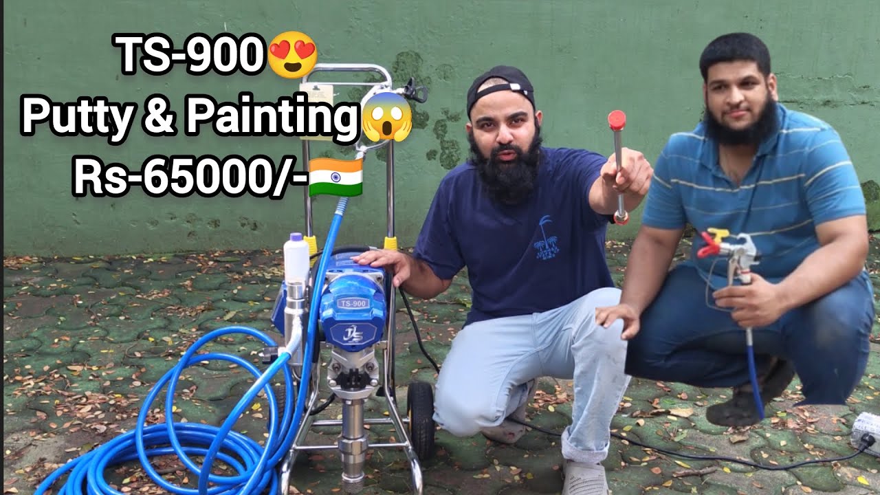 TS 900 Airless Putty and Painting Spray Machine in Mumbai live Demo with Putty 😍🇮🇳Rs-65000 ...