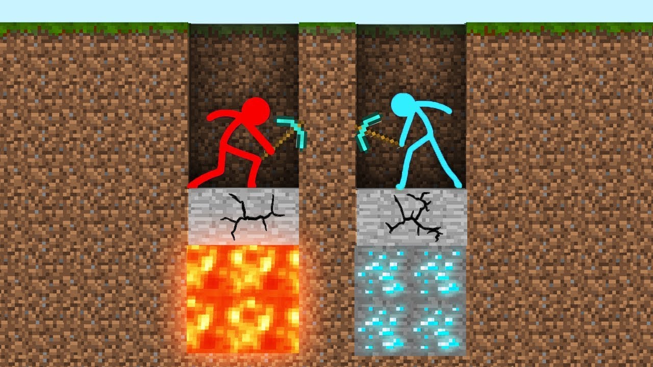Stickman vs Minecraft Animation ~ LAVA vs DIAMOND TRAP - YouTube