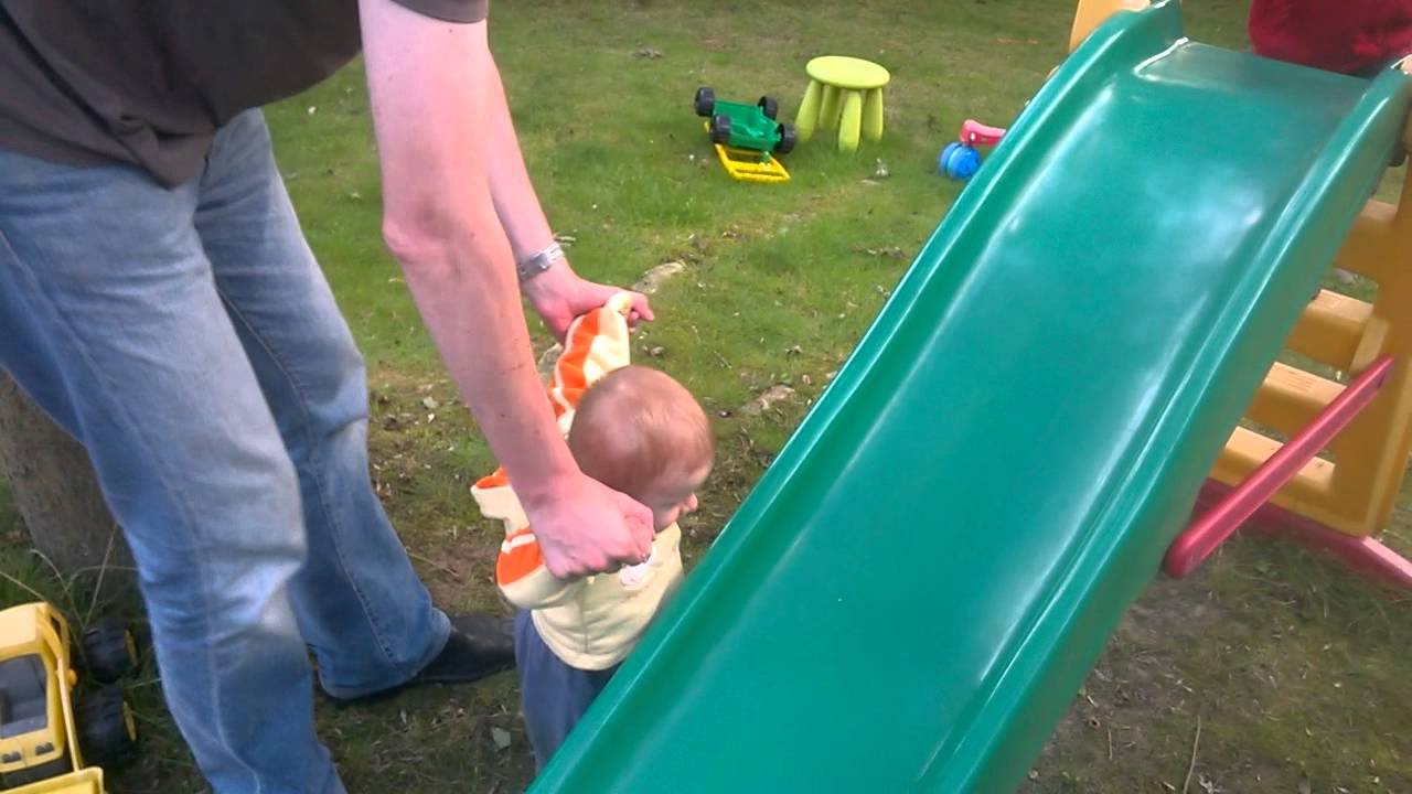 Baby on slide - YouTube