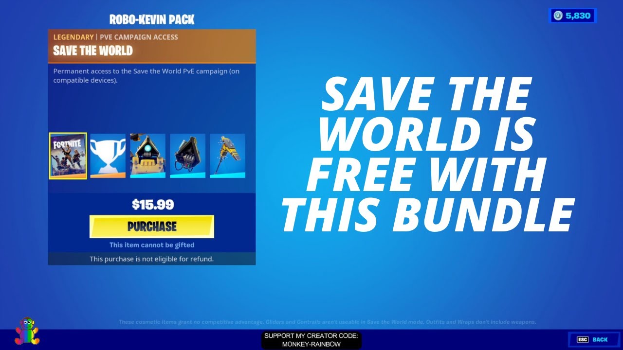 Free Fortnite Save the World When You Buy Robo Kevin Pack Now!!! - YouTube