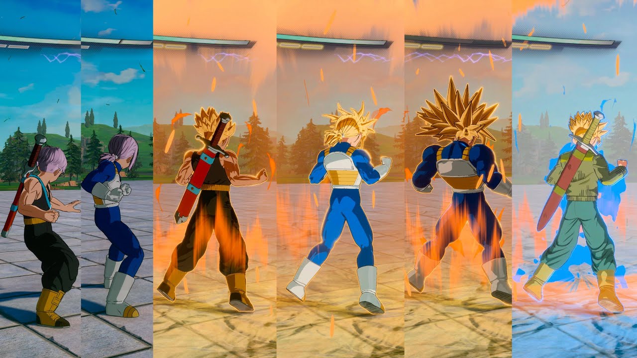 TRUNKS ALL FORMS AND TRANSFORMATIONS + ALL ATTACKS - DRAGON BALL ...