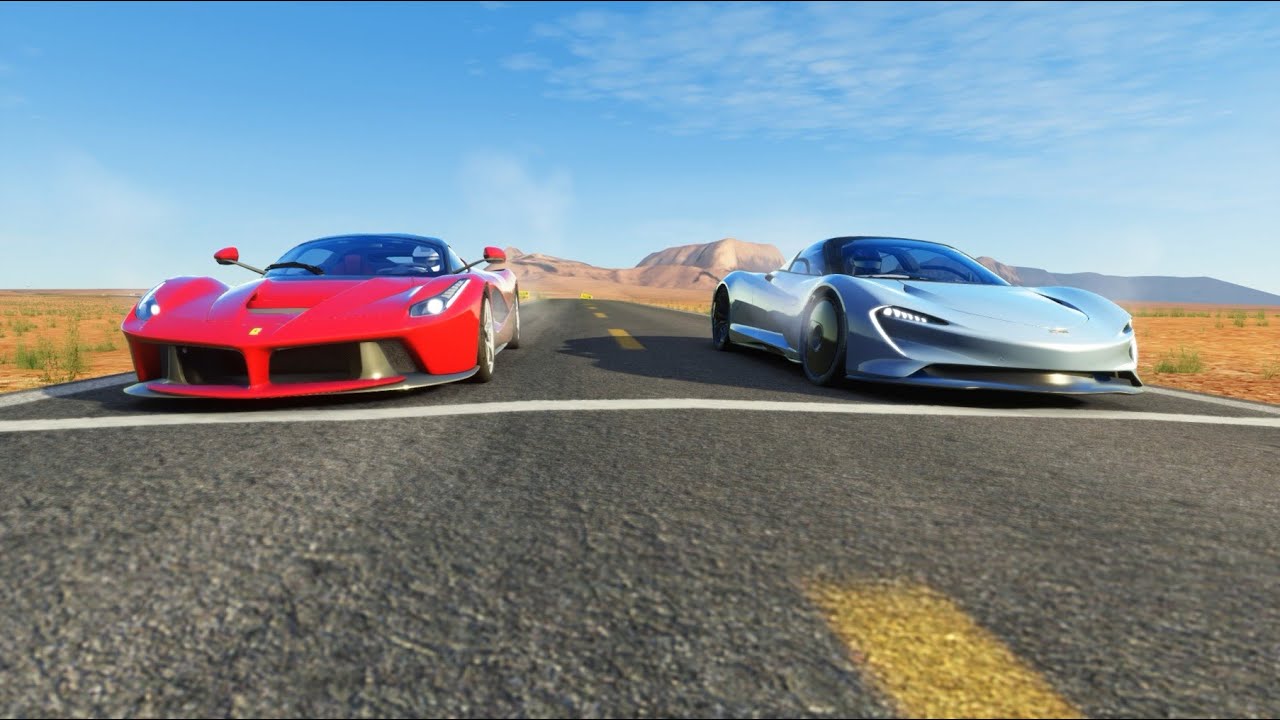 McLaren Speedtail vs Ferrari LaFerrari at Monument Valley - YouTube
