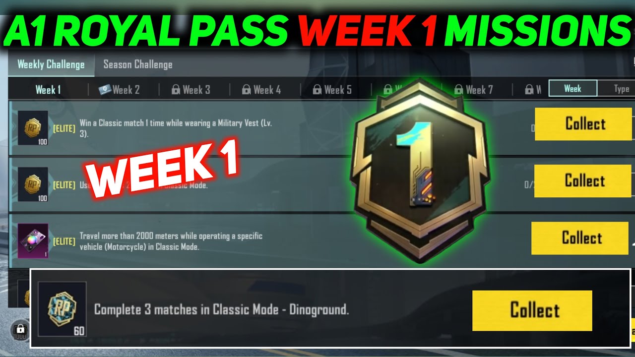 A1 Royal Pass Week 1 Missions 🔥 PUBG Mobile Week 1 Missions Explained 🔥 ...