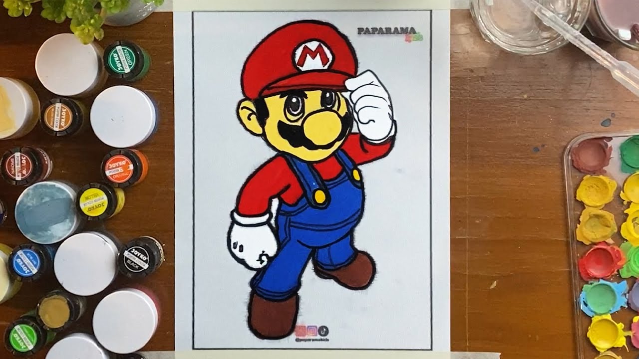 Mewarnai Gambar Mario ' Super Mario Bros ' dengan Cat Poster Color ...