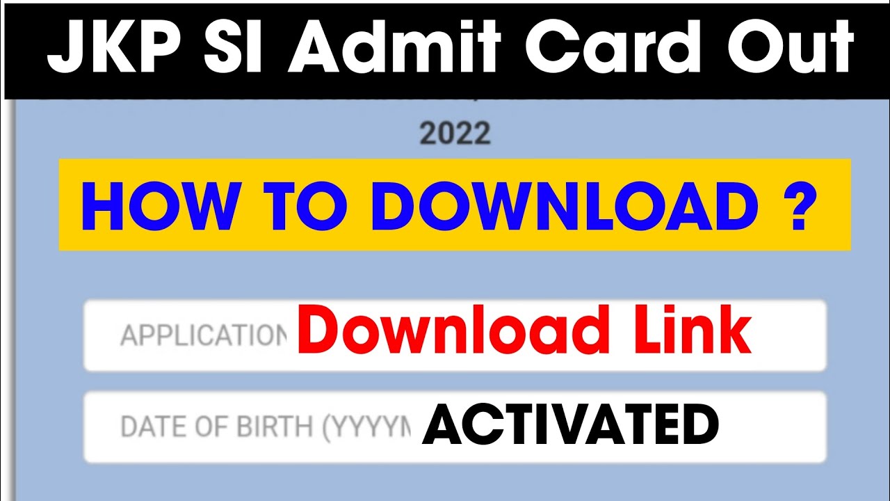 JK Police Sub Inspector Admit Card Out | Link Activated CBT Exam | How ...