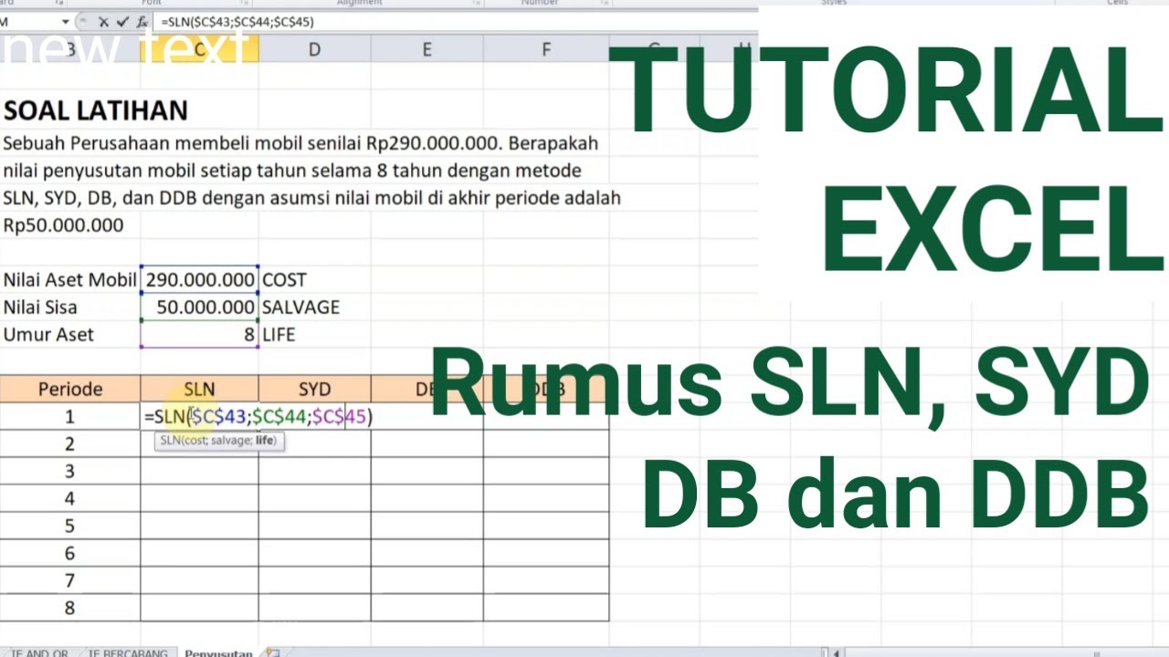 Belajar Rumus Penyusutan Excel Sln Syd Db Ddb Hitung Penyusutan - Riset Belajar Rumus Penyusutan Excel Sln Syd Db Ddb Hitung Penyusutan - Riset