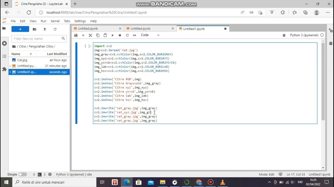 Tugas 1 Pengolahan Citra Live Coding Python Youtube