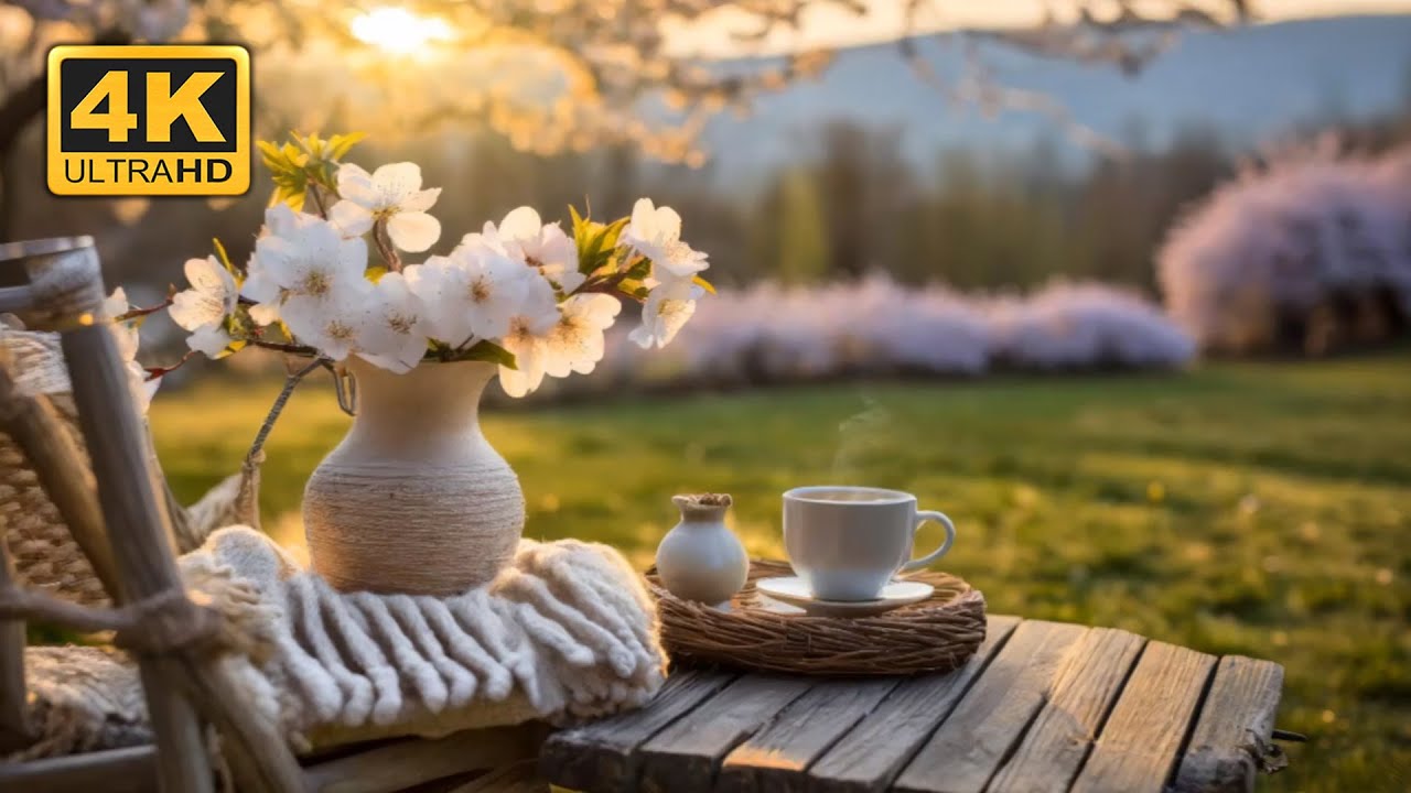 4K Peaceful Coffee Morning with Soothing Piano Music - YouTube