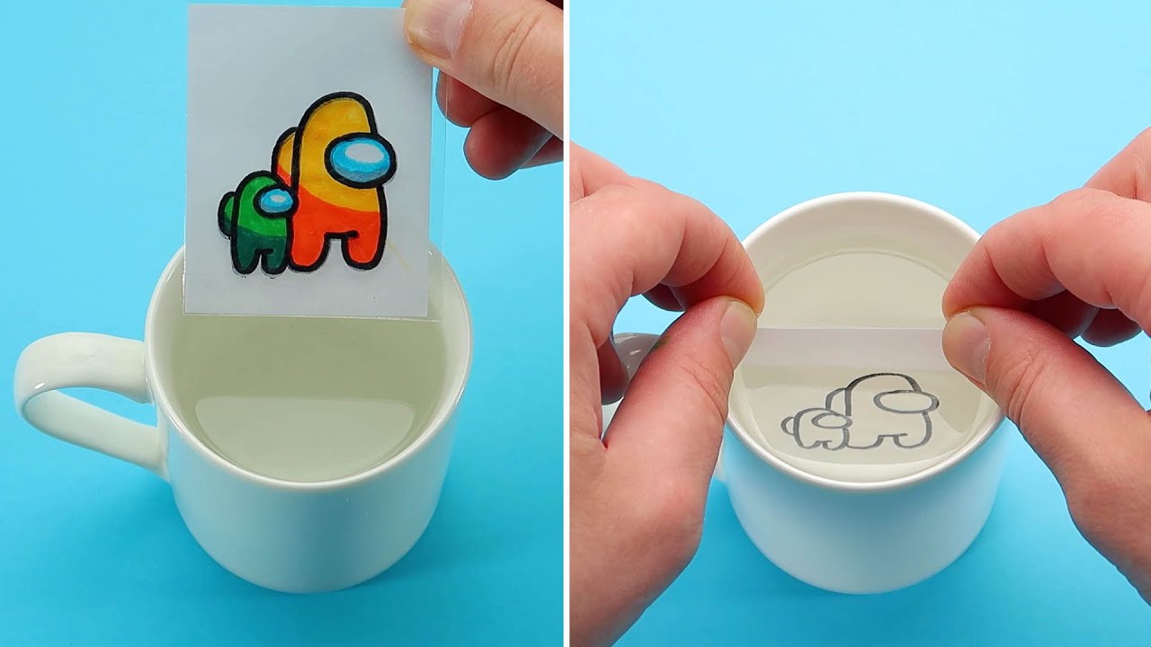 AMONG US Transformations ARTS. AWESOME WATER TRICKS! #shorts - YouTube