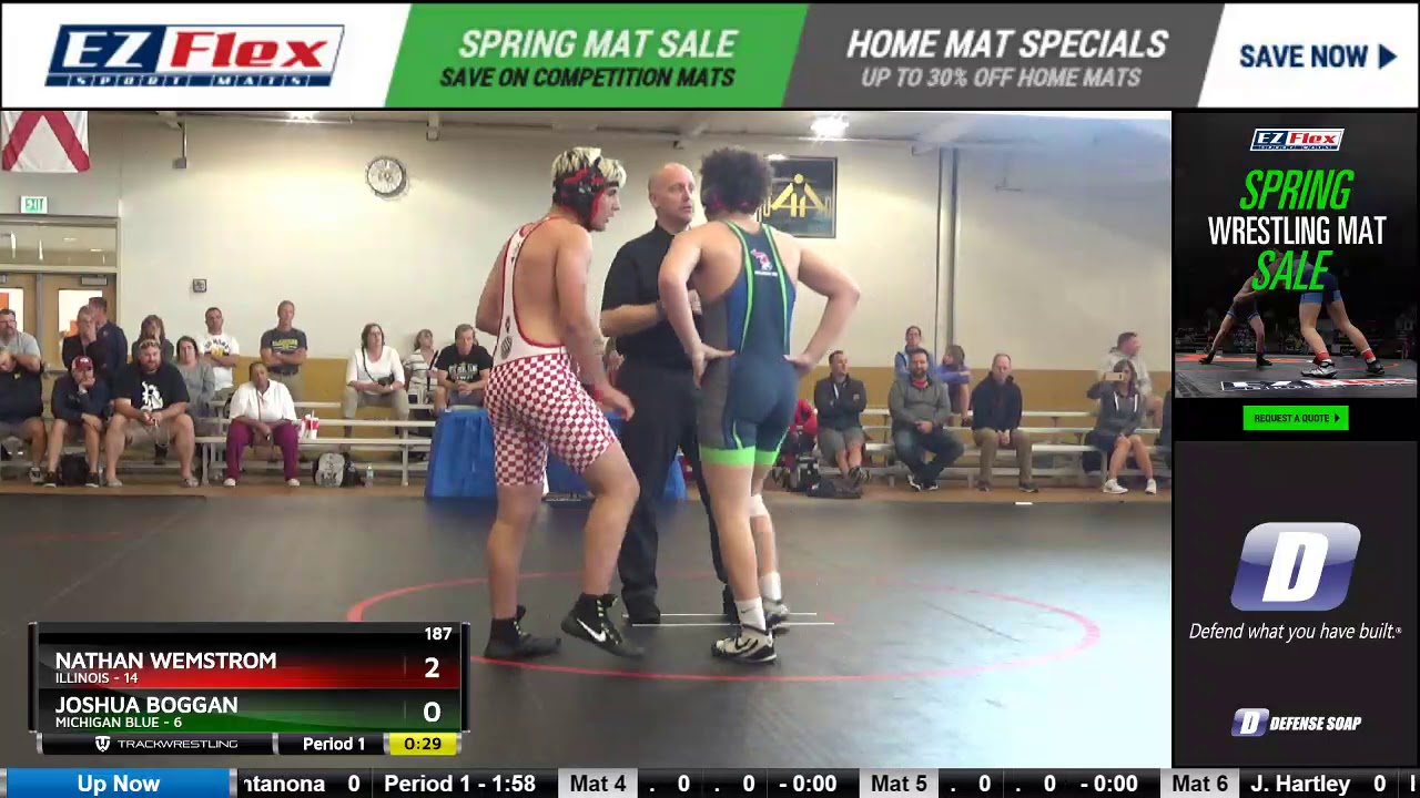 Mat 1 187 Nathan Wemstrom Illinois Vs Joshua Boggan Michigan Blue - YouTube