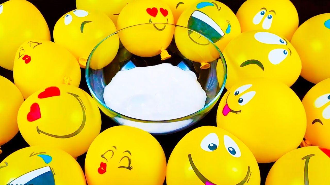 Smile slime with funny balloons and ocean beads 55 - YouTube
