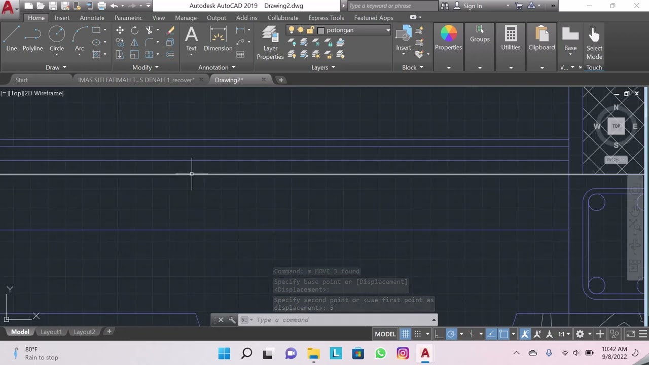 Menggambar Potongan Dengan Cad Part 3 Youtube
