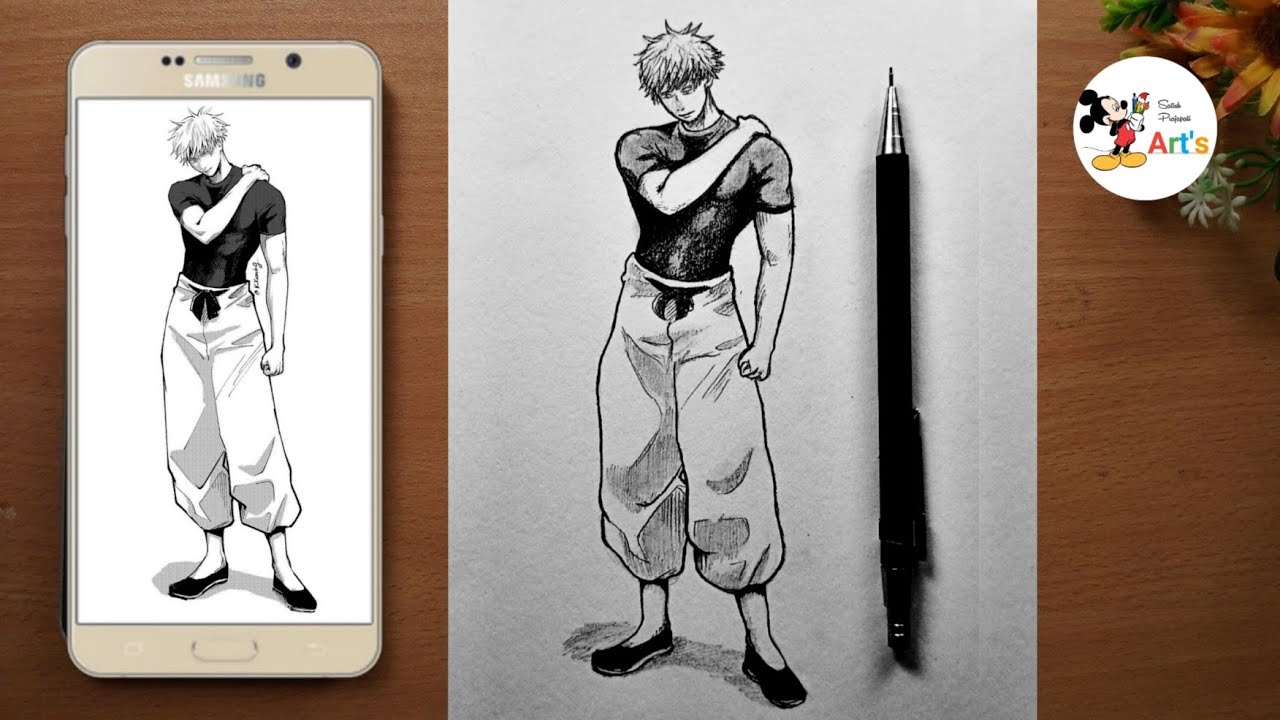 How to draw gojo saturo full body || gojo full body sketch || saturo ...