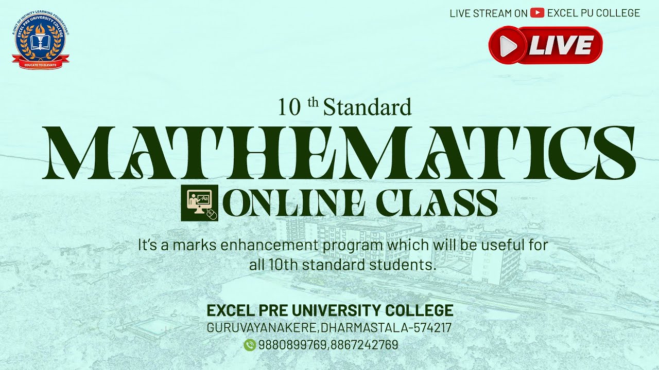 Mathematics Online Class 01 | Excel Pu College, Guruvayanakere - YouTube