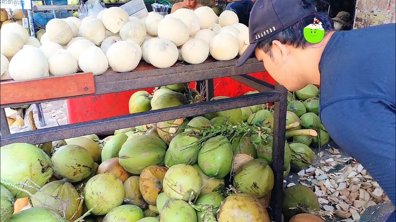 Amazing coconut shell cutting place Skills - YouTube