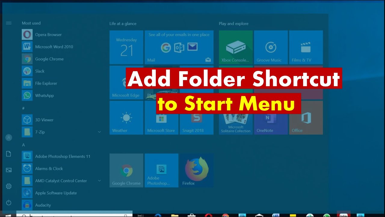 How To Add Folder Shortcut In Start Menu Windows 10 YouTube How To Add Folder Shortcut In Start Menu Windows 10 YouTube