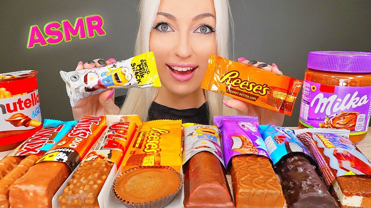 ASMR EATING CHOCOLATE CANDY BARS, NUTELLA, MILKA, OREO, REESE’S, 다양한 ...