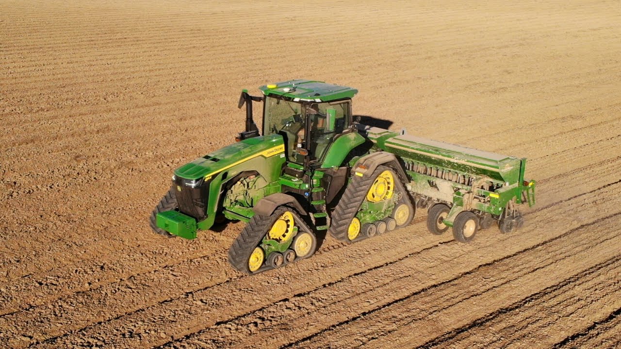 Planting Cover Crop With The New John Deere 8RX 340 - YouTube