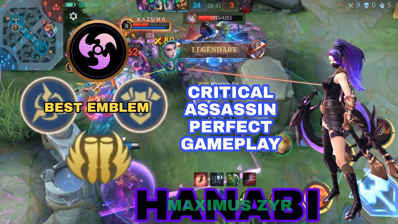 HANABI BEST EMBLEM SET 2024 | CRITICAL ASSASSIN | MOBILE LEGENDS - YouTube