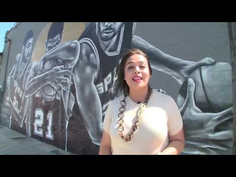 'I Love My Spurs' music video films at San Antonio mural