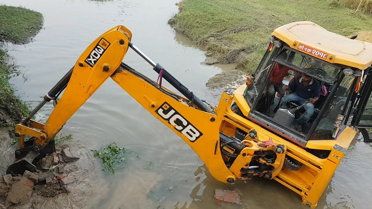 JCB Backhoe Working For New Bridge Construction - JCB Dozer Working ...