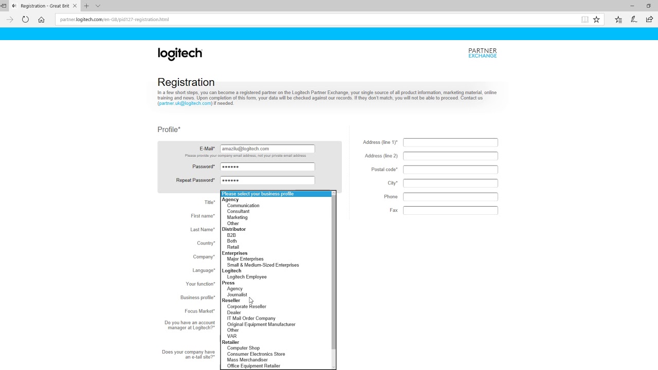 Logitech Partner Program registration - Step 1 - YouTube