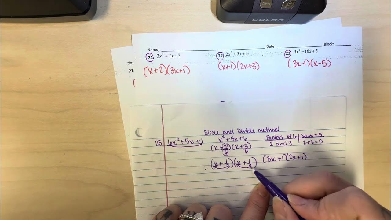 Factoring Trinomials Using Slide and Divide Part 2 - YouTube