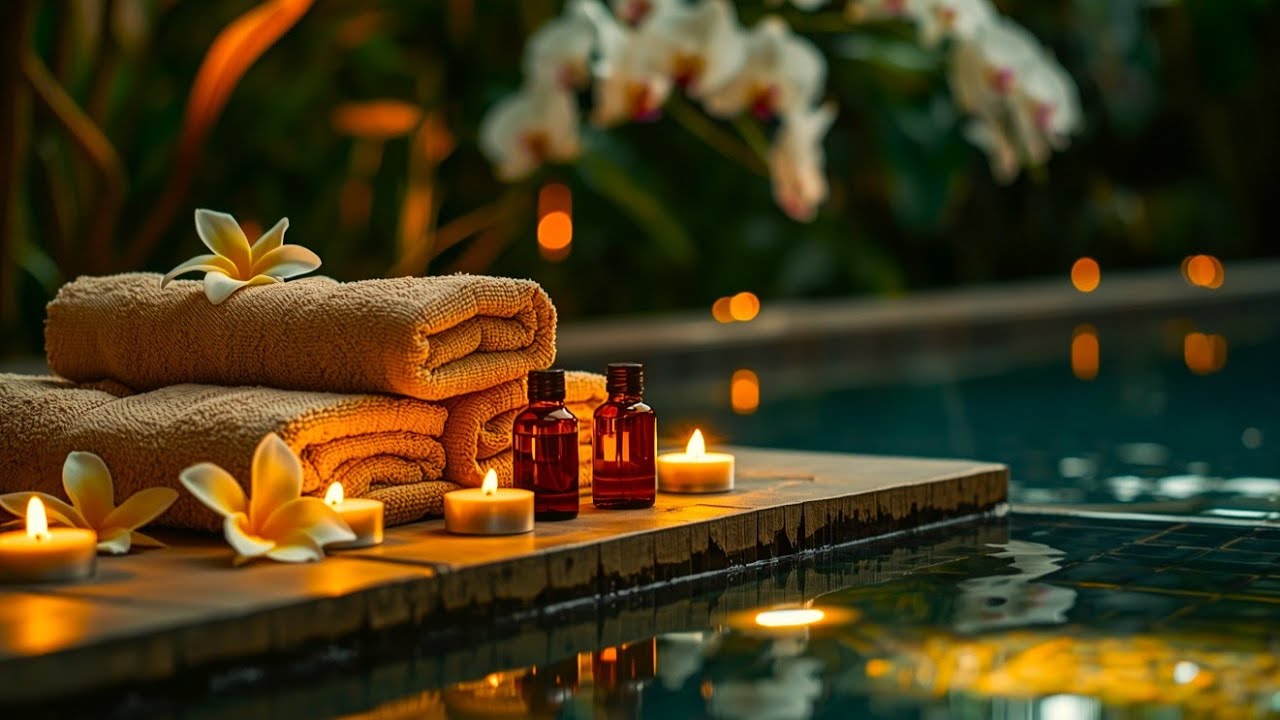 Candlelight Spa Ambience with Water Sounds | Healing Piano for Stress ...
