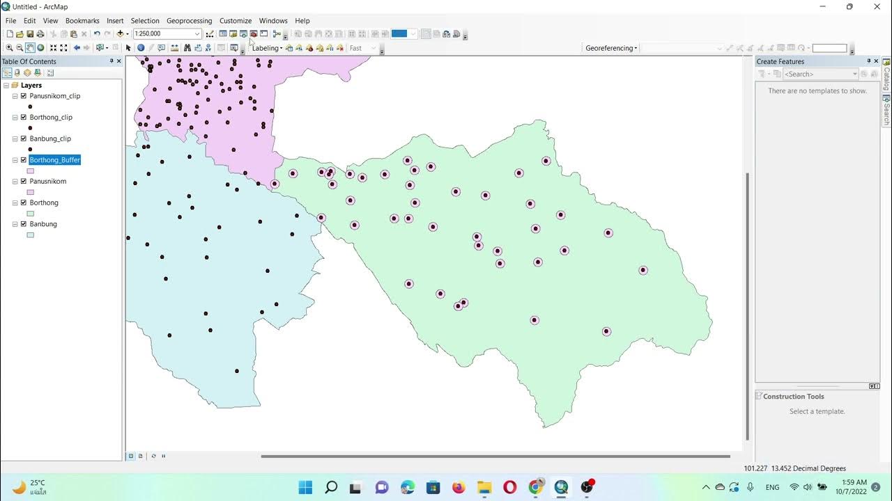 การ Buffer ในโปรแกรม ArcMap - YouTube