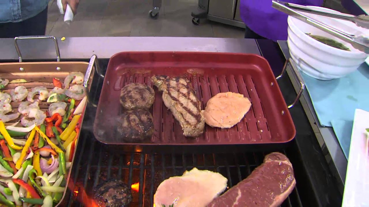 CooksEssentials 16"x12" Nonstick Rectangle BBQ Grill Pan with David ...