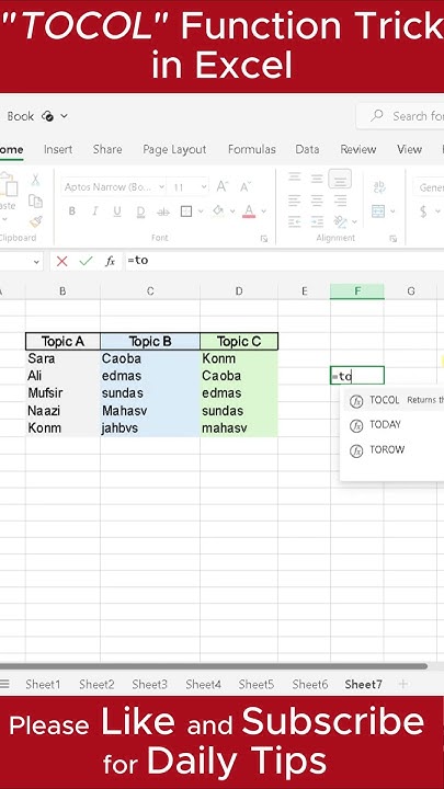 TOCOL Function Trick in Excel #excel #exceltips - YouTube