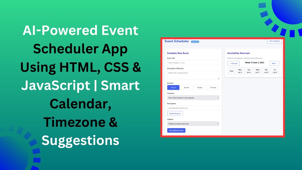 AI-Powered Event Scheduler with HTML, CSS & JavaScript | Smart Calendar ...