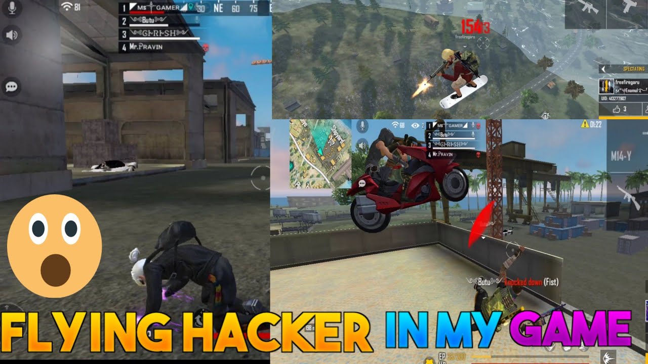 I meet flying hacker in free fire ll wall hacker ll hacker 🆚 hacker game play - YouTube