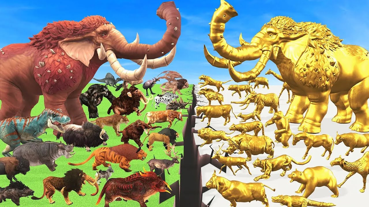 10 Golden Prehistoric Animals Vs 10 Real Life Animals Mammals Animals ...