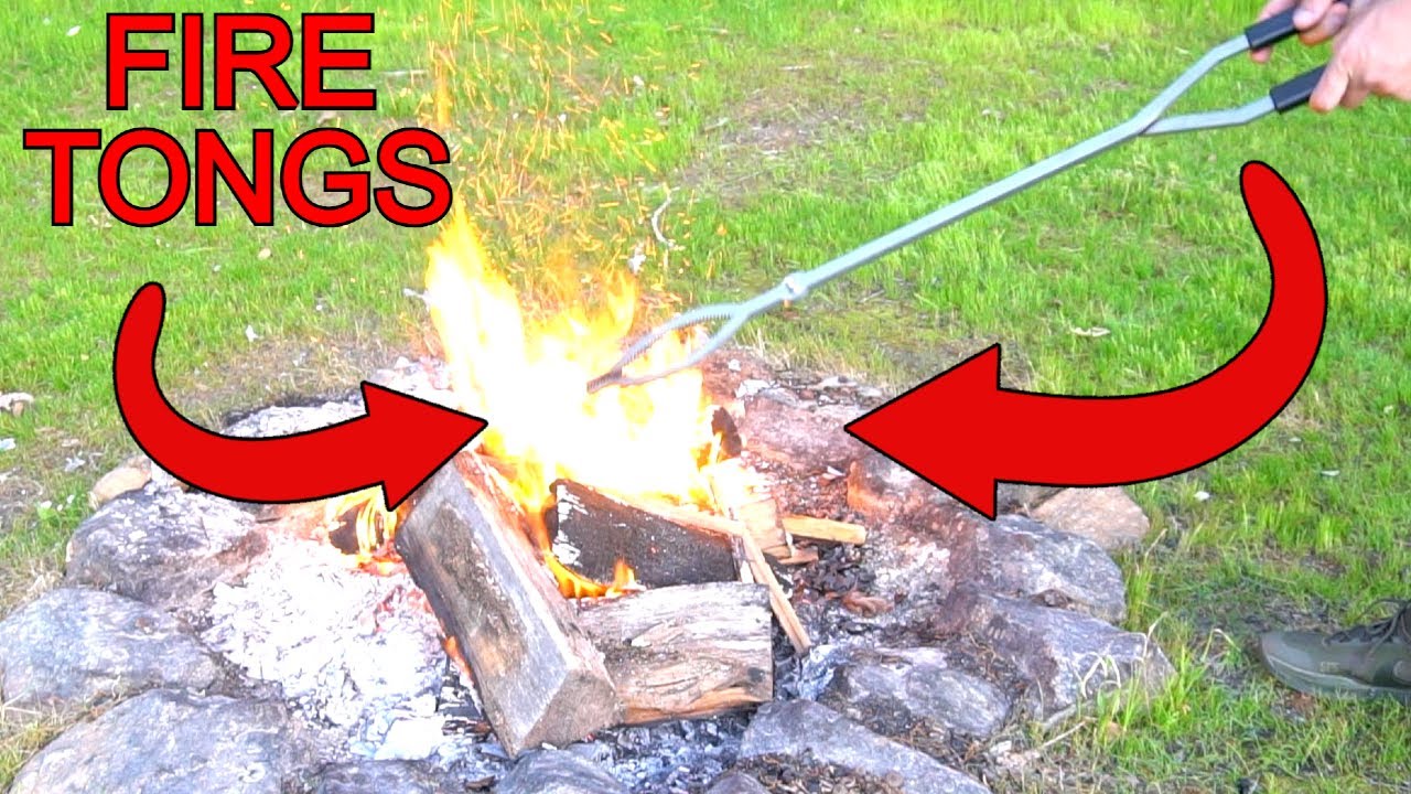 Firepit Fire Tongs are so easy to use when moving logs - YouTube