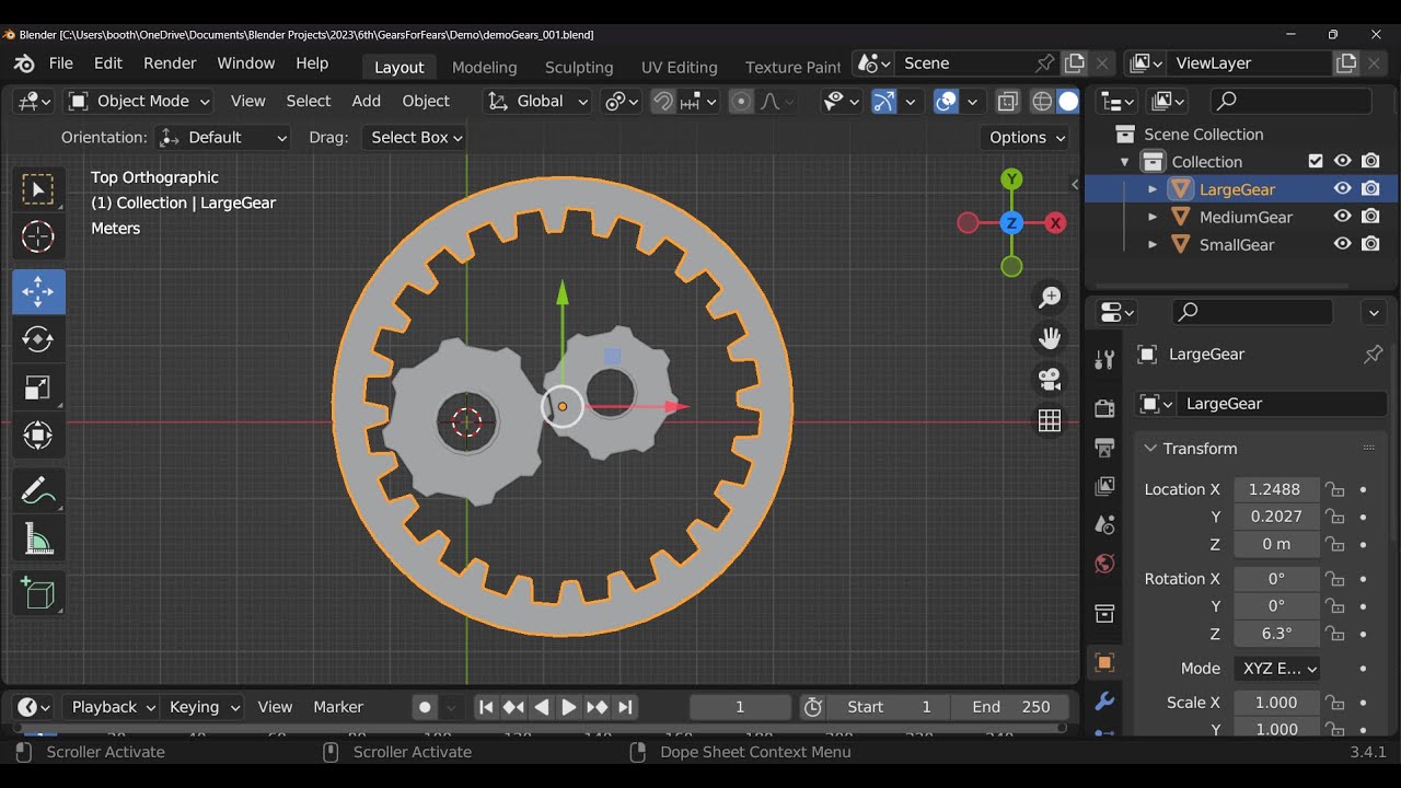 Making Three Gears in Blender - YouTube