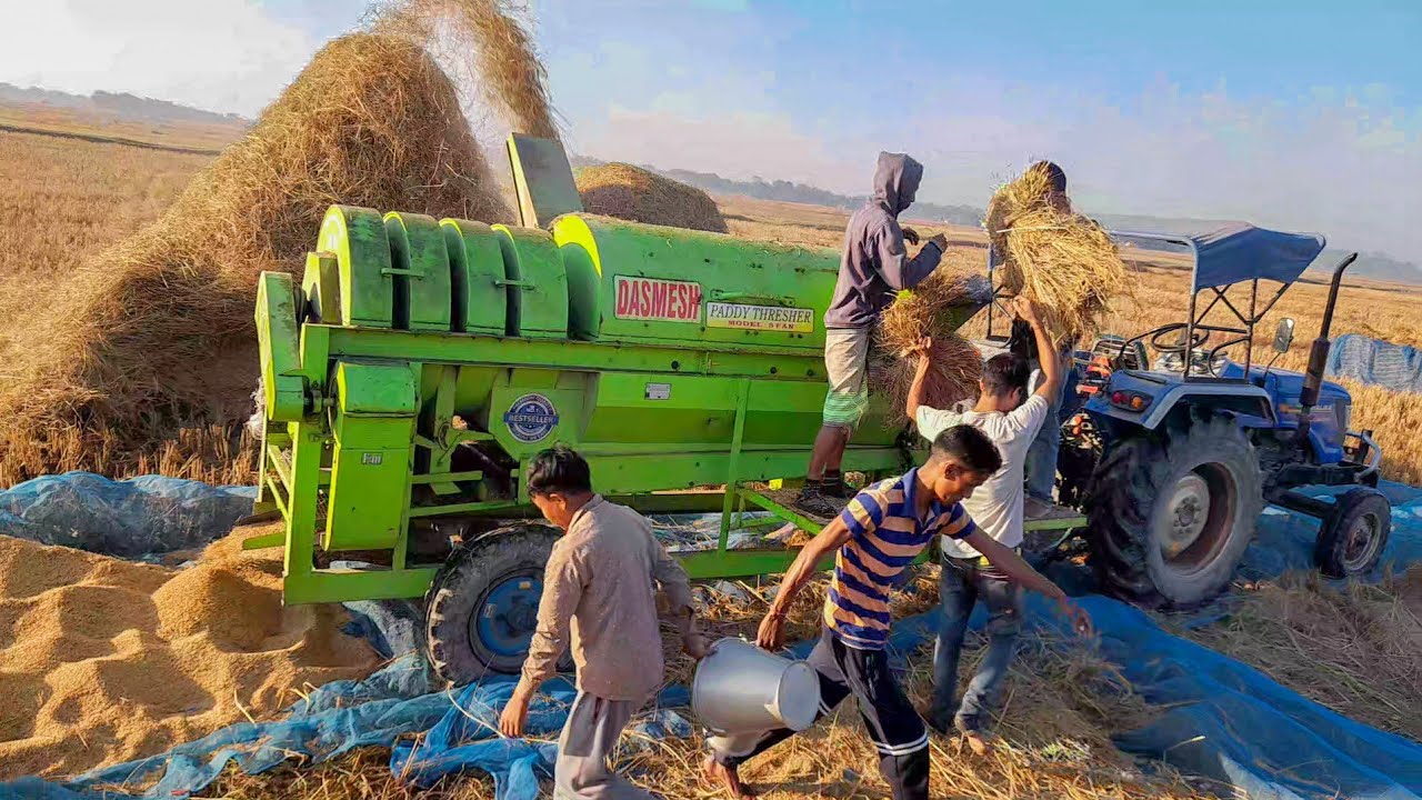 Dhan Thresher Machine RPM 750,Tractor With Paddy Thresher Dasmesh,Dhan ...