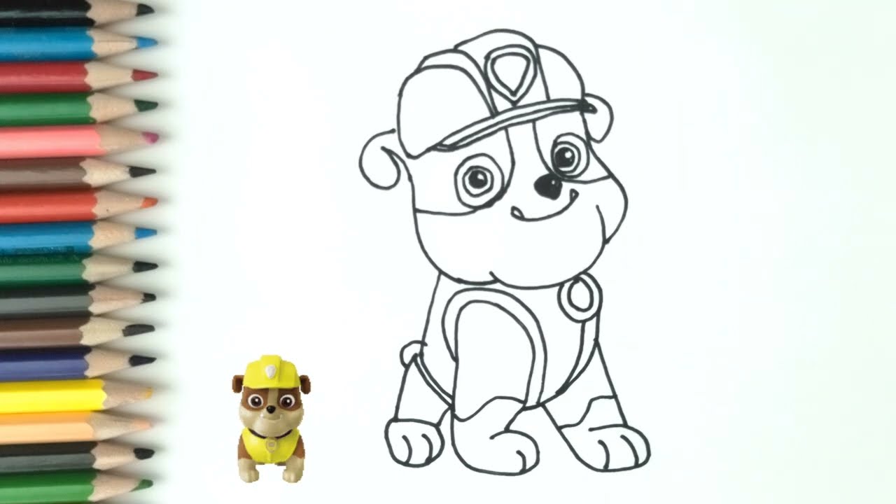 How to draw RUBBLE step by step, from Paw Patrol - YouTube