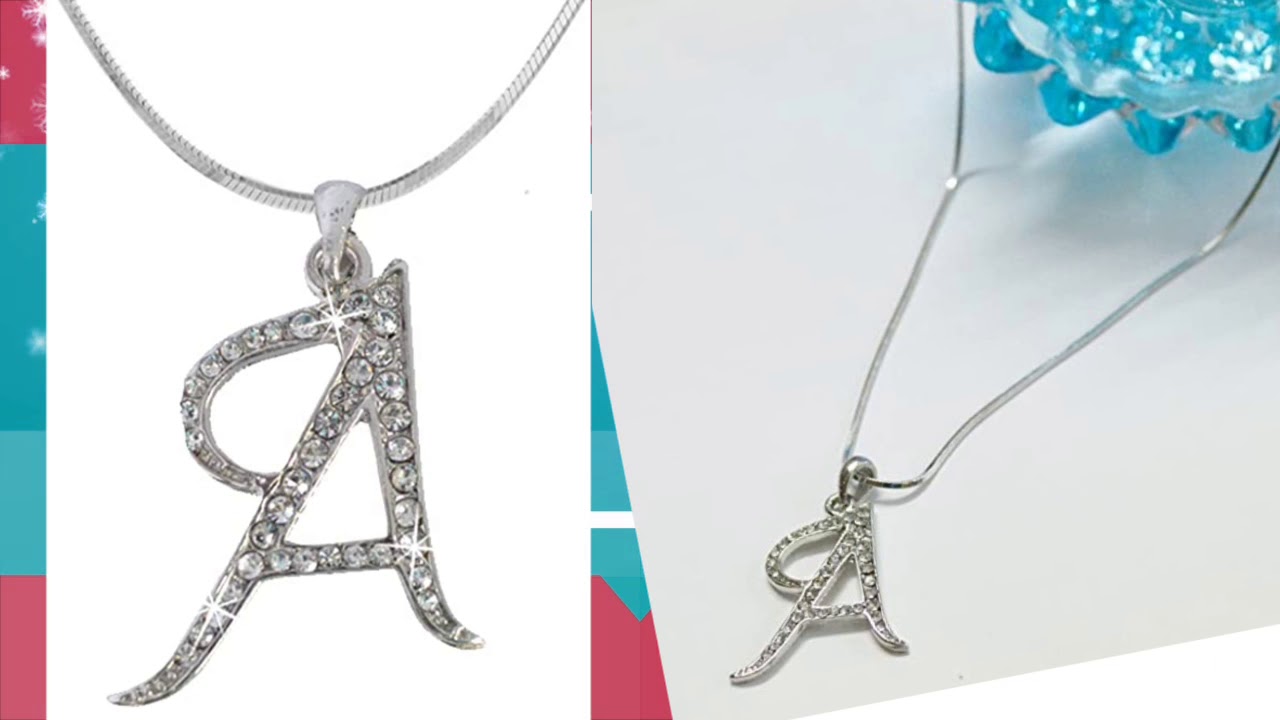 'A' Letter Alphabet Pendant for Women and Girls/Diamond Silver Pendant ...