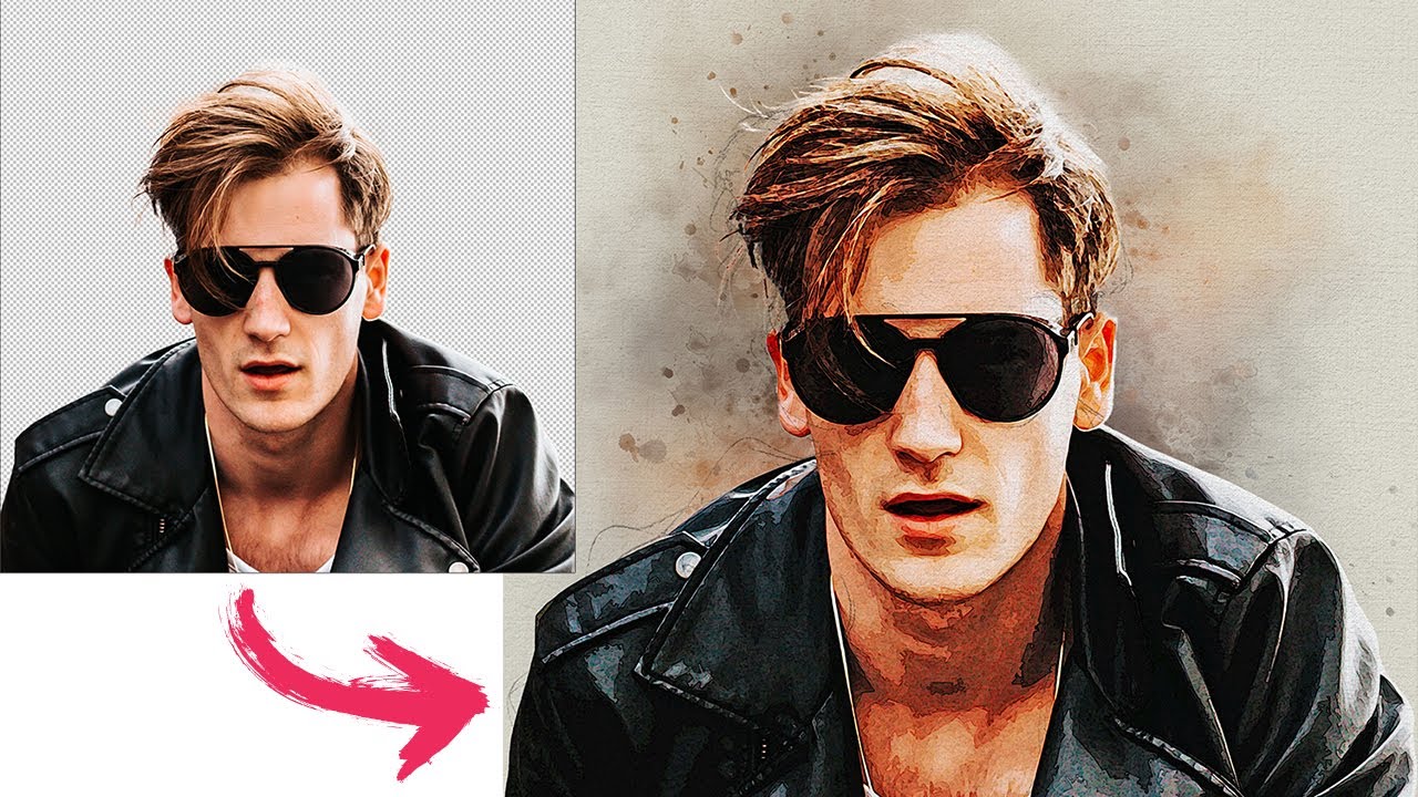 Portrait WaterColor Painting PSD Template How To Use - YouTube