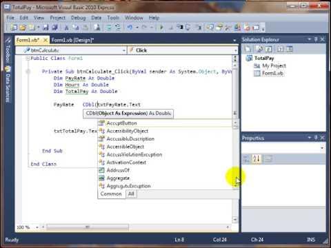 Visual Basic (VB) Total Pay Data Type Conversion part 1 - YouTube