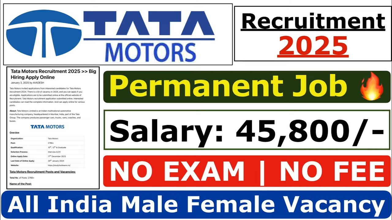 Tata Motors Recruitment 2025 | Tata Motors Hiring 2025 | Tata Motors ...