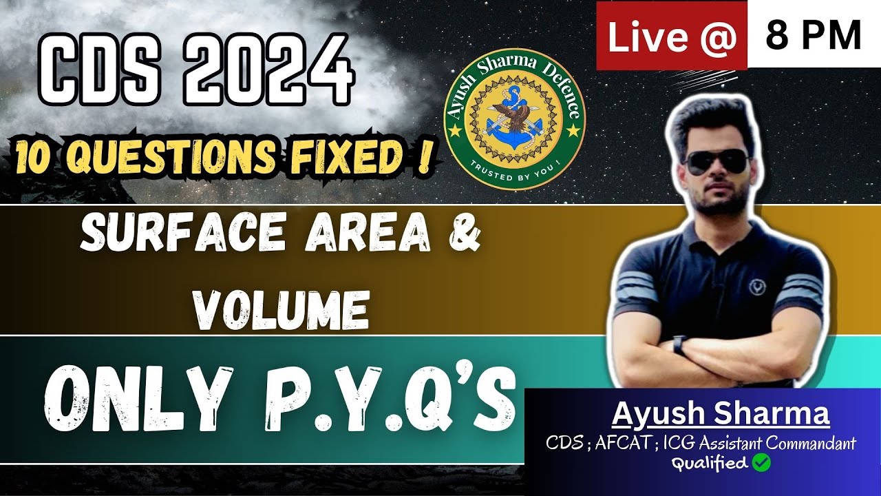 10 Marks Fixed! CDS maths Surface Area and Volume with PYQs - YouTube