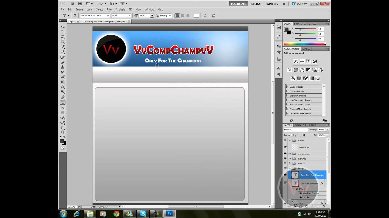 How to Create A Website Layout In Adobe Photoshop - YouTube
