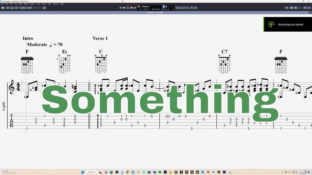 The Beatles - Something, fingerstyle guitar (INTERACTIVE GUITAR TABS ...