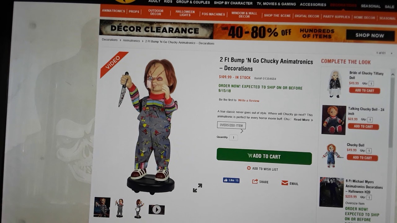 The new Spirit Halloween bump 'N go Chucky animatronic for Spirit ...
